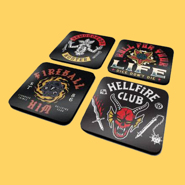 Stranger Things 4er-Pack Untersetzer "Hellfire Club" – Nerdy Terdy Gang